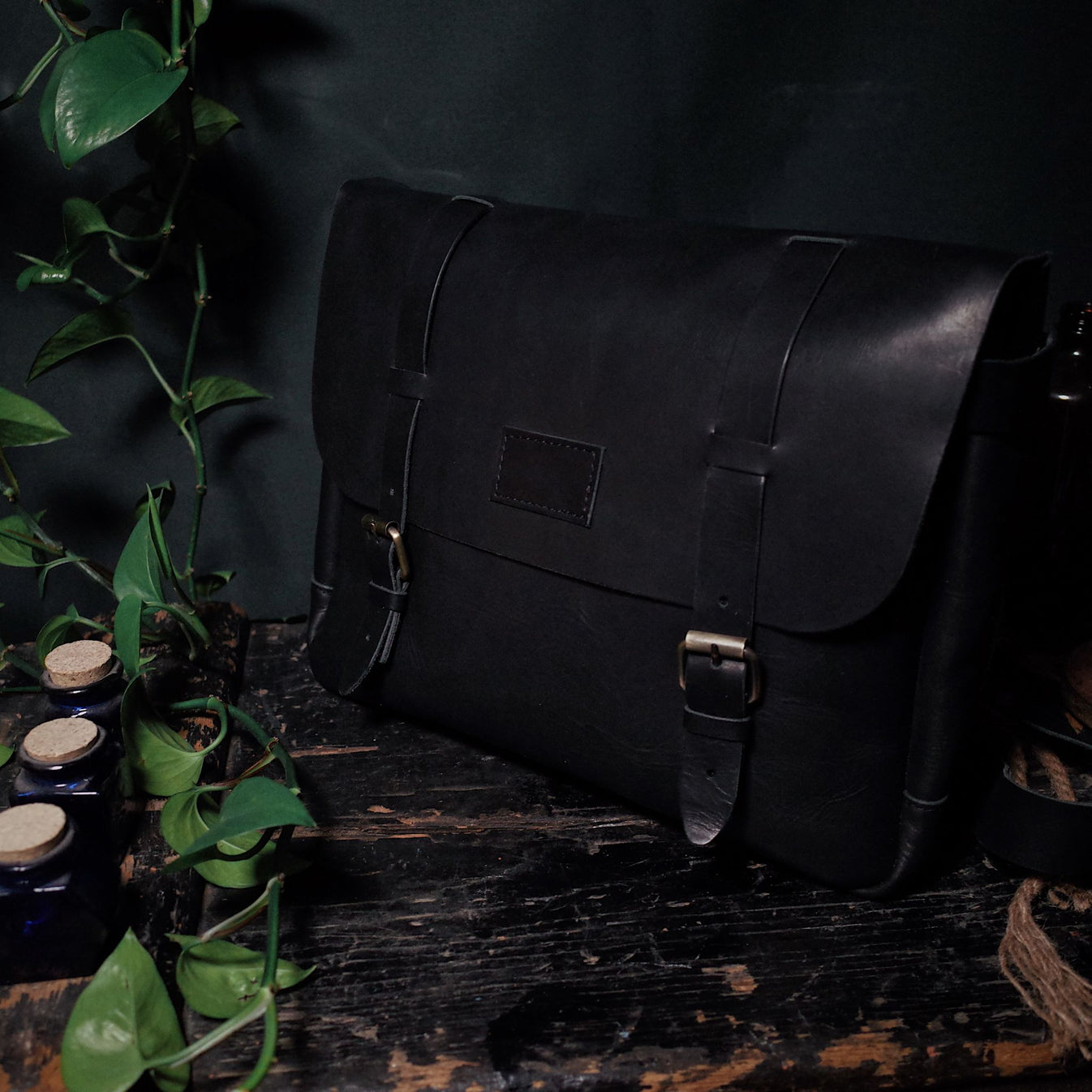 Handmade Black Leather Satchel – Horween leather, Montreal