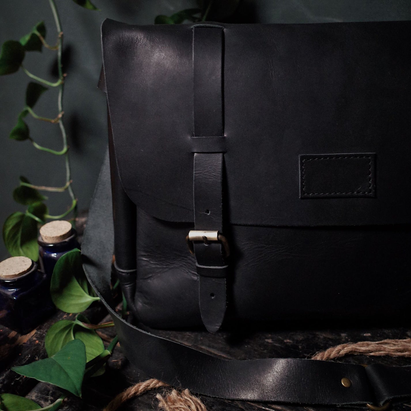 Handmade Black Leather Satchel – Horween leather, Montreal