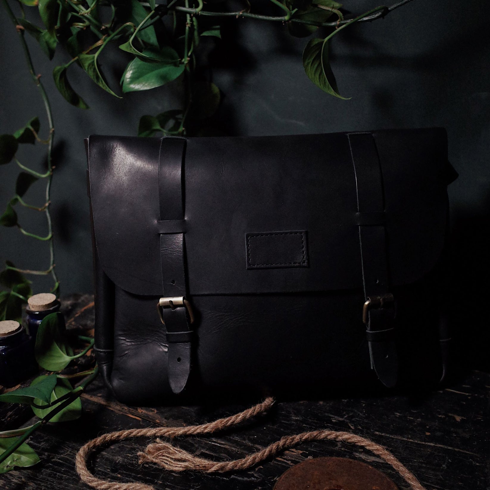Handmade Black Leather Satchel – Horween leather, Montreal